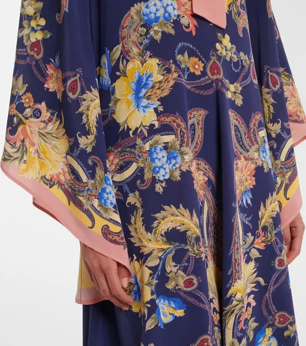 Etro Paisley Tie-neck Silk Maxi Dress - Blue