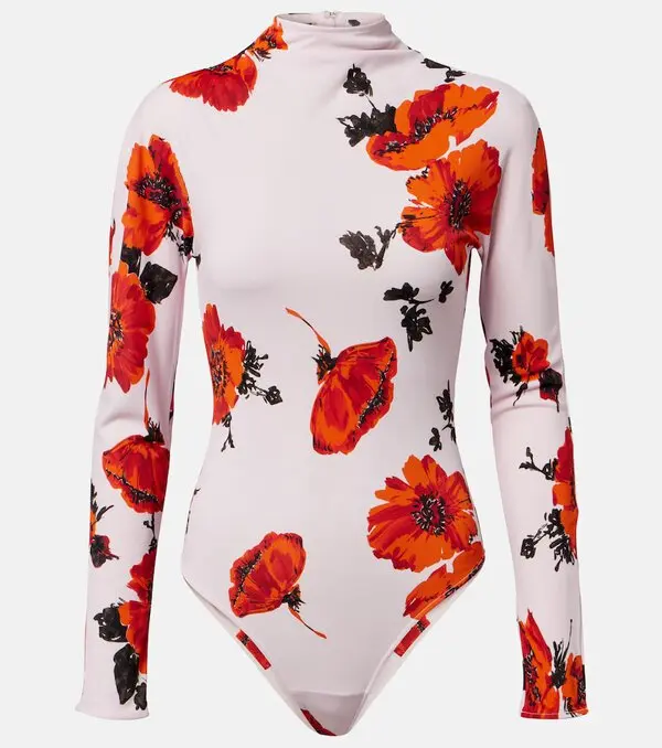 Alaïa Floral Jersey Bodysuit - Pink