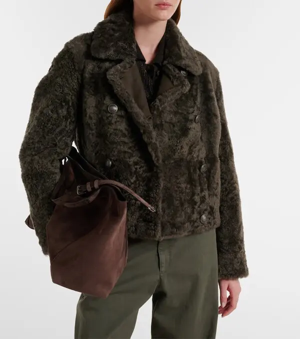 Brunello Cucinelli Cropped Double-breasted Shearling Jacket