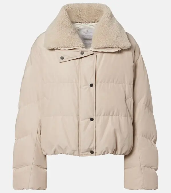 Brunello Cucinelli Shearling-trimmed Down Jacket - Beige