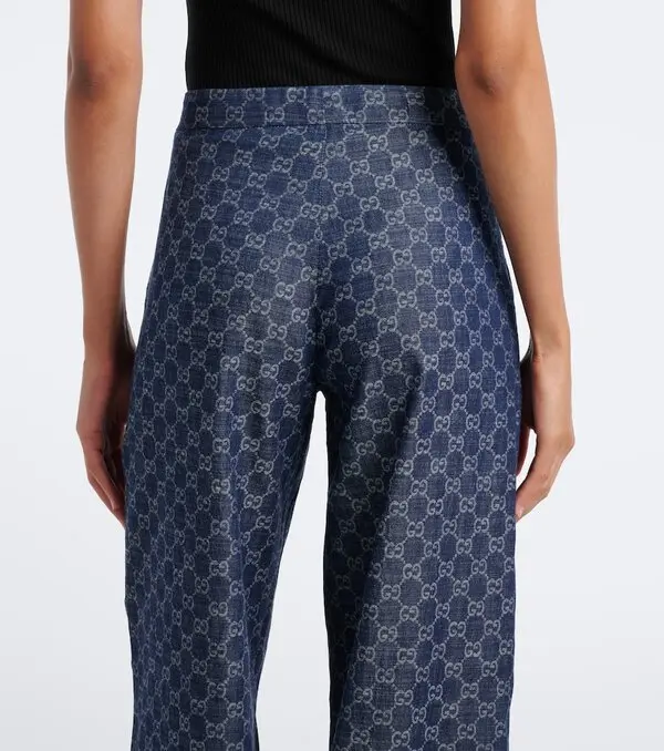 Gucci Gg Jacquard Wide-leg Jeans