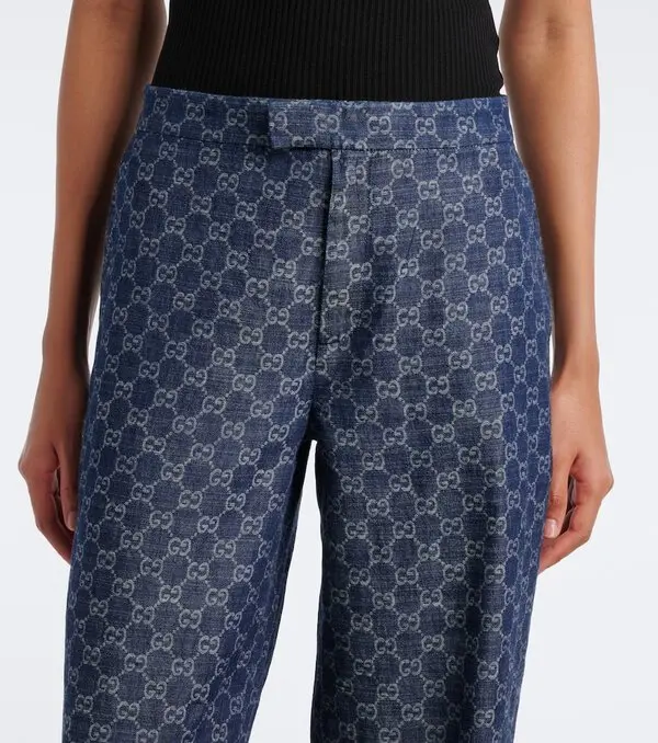 Gucci Gg Jacquard Wide-leg Jeans