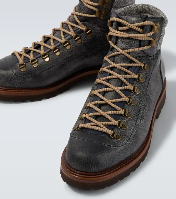 Brunello Cucinelli Leather Lace-up Boots - Blue