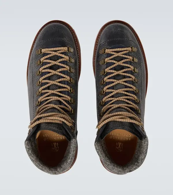 Brunello Cucinelli Leather Lace-up Boots - Blue