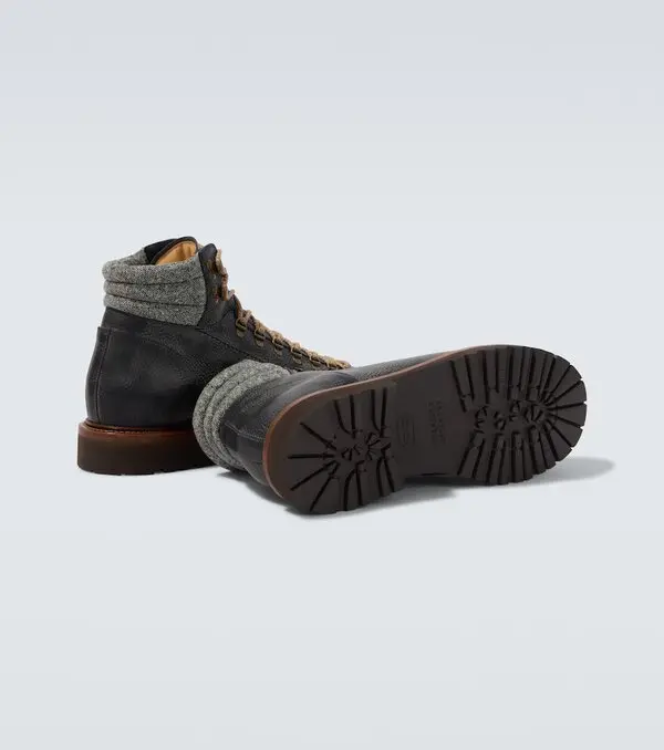Brunello Cucinelli Leather Lace-up Boots - Blue