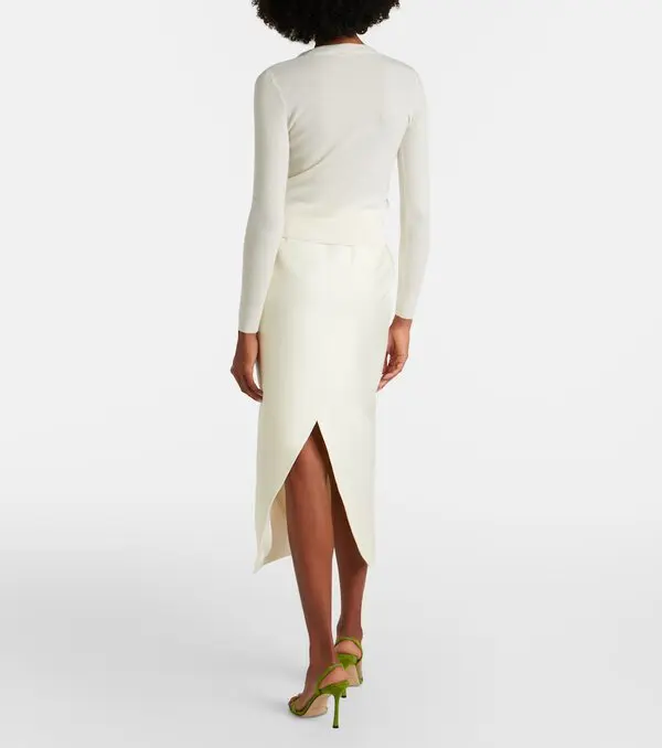 LEO LIN Quinn Embellished Wool And Silk Midi Skirt