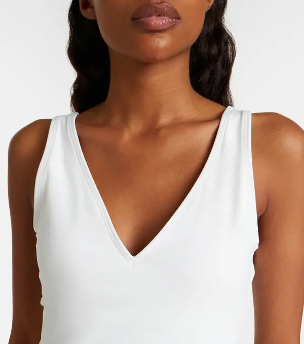 Tory Burch Double T Belted V-neck One-piece Swimsuit - White