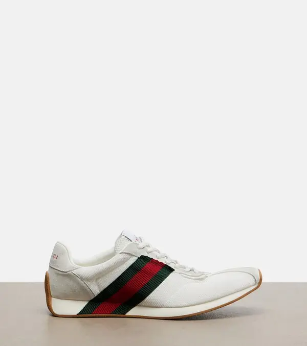 Gucci Tempo Suede-trimmed Sneakers - White