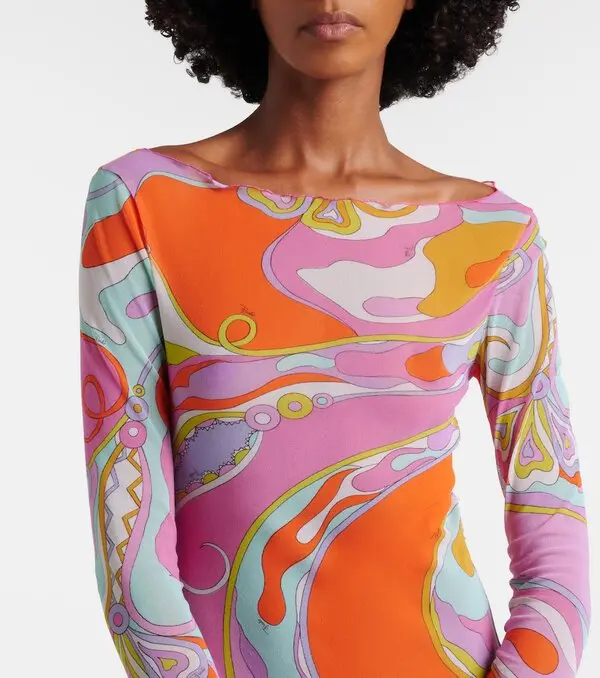 Emilio Pucci Orchidee Sheer Tulle Maxi Dress