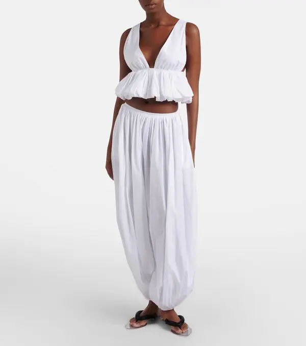 Alaïa Striped Cotton Poplin Balloon Pants