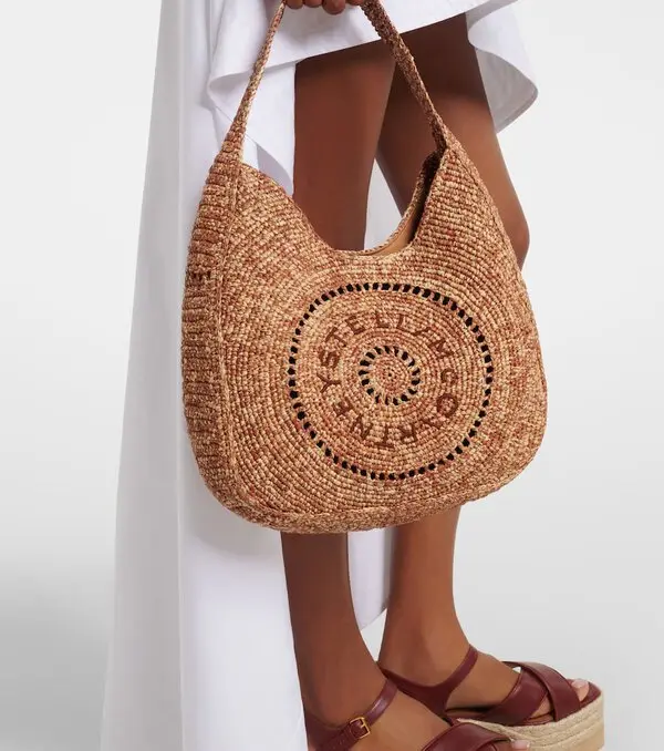 Stella McCartney Logo Raffia Shoulder Bag