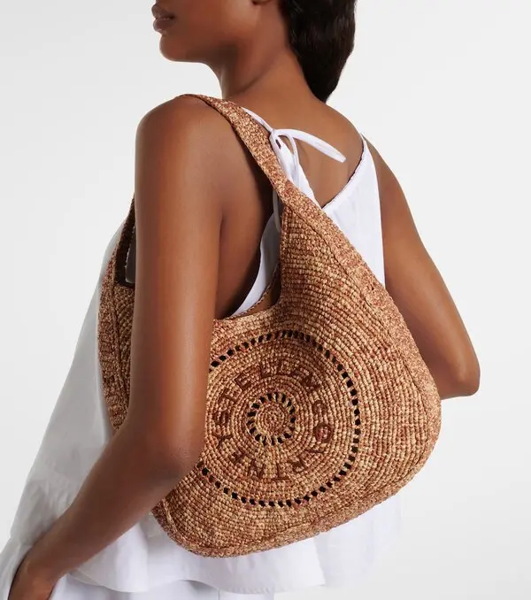 Stella McCartney Logo Raffia Shoulder Bag