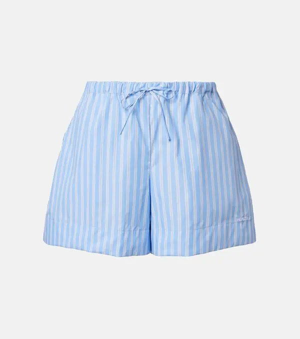 Hunza G Striped Cotton Poplin Shorts - Blue