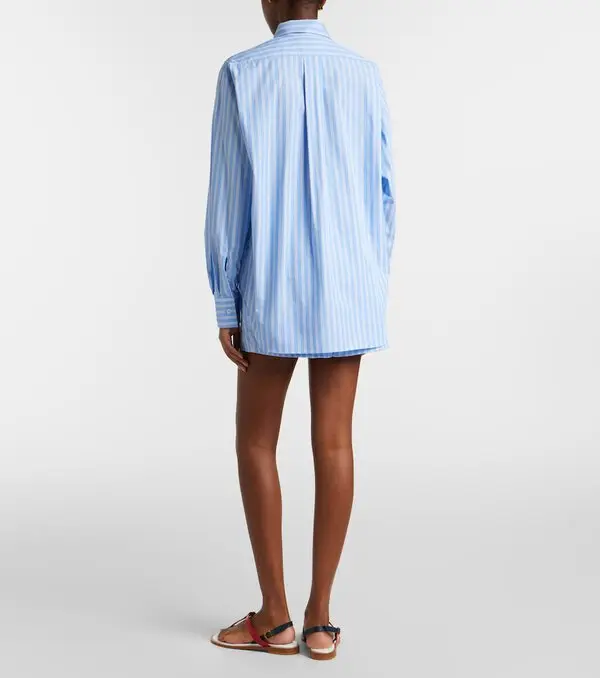 Hunza G Striped Cotton Poplin Shorts - Blue