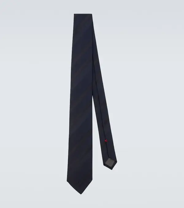 Brunello Cucinelli Striped Silk Jacquard Neck Tie - Blue