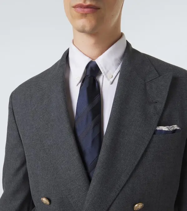 Brunello Cucinelli Striped Silk Jacquard Neck Tie