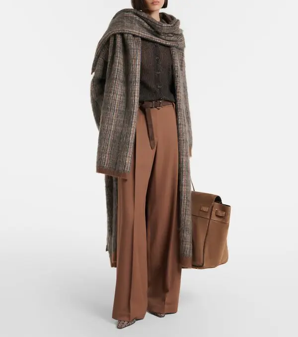 Brunello Cucinelli Monili Pleated Wool-blend Wide-leg Pants