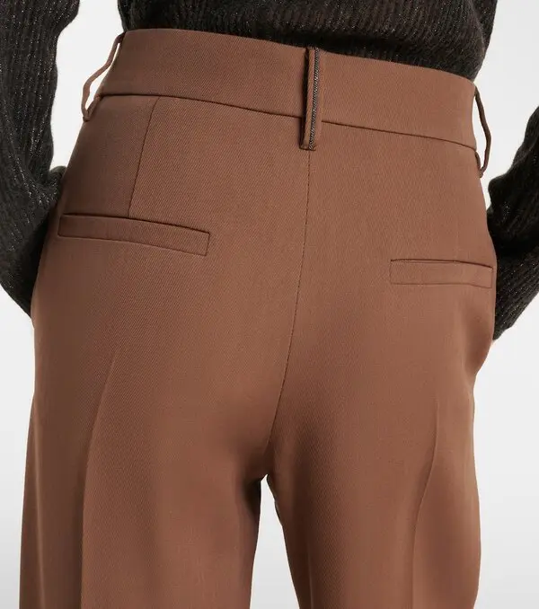 Brunello Cucinelli Monili Pleated Wool-blend Wide-leg Pants