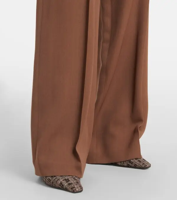 Brunello Cucinelli Monili Pleated Wool-blend Wide-leg Pants