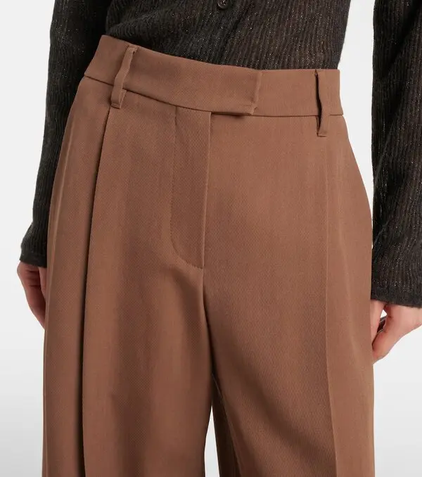 Brunello Cucinelli Monili Pleated Wool-blend Wide-leg Pants