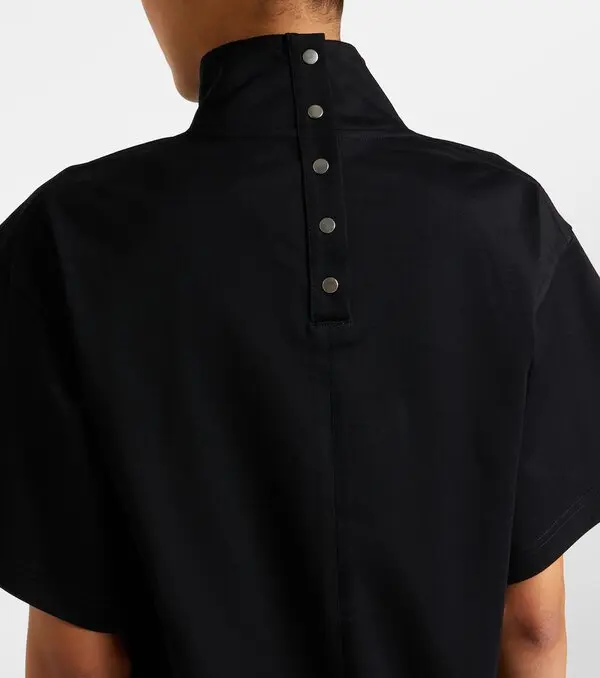 Alaïa Asymmetric Cotton Jersey T-shirt - Black