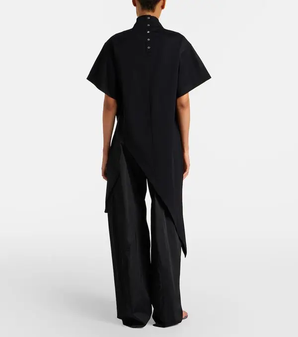 Alaïa Asymmetric Cotton Jersey T-shirt - Black
