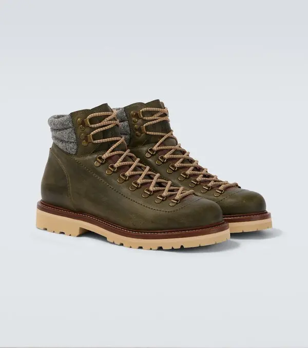 Brunello Cucinelli Leather Lace-up Boots - Green