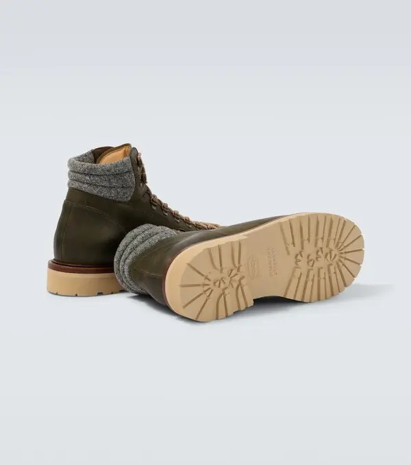 Brunello Cucinelli Leather Lace-up Boots - Green