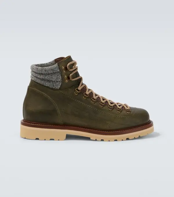Brunello Cucinelli Leather Lace-up Boots - Green