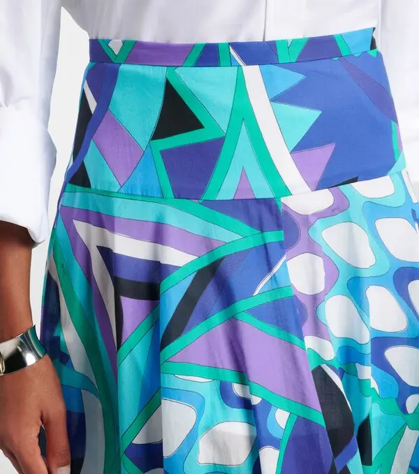 Emilio Pucci Vivara Cotton Maxi Skirt - Blue