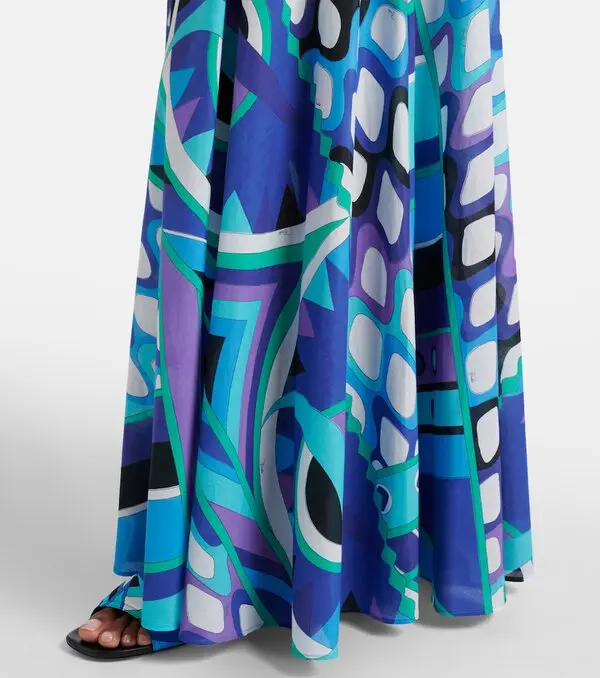 Emilio Pucci Vivara Cotton Maxi Skirt - Blue