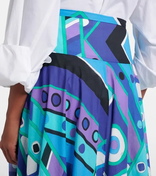 Emilio Pucci Vivara Cotton Maxi Skirt - Blue