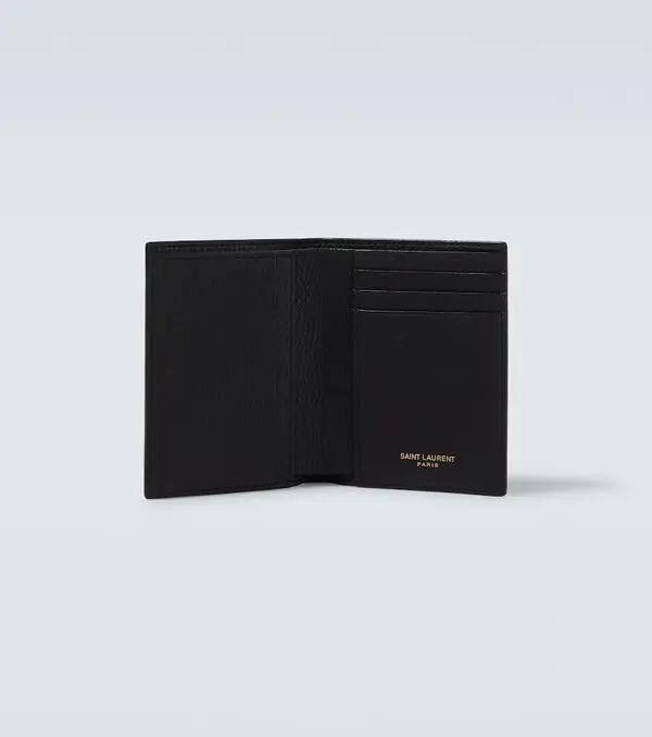 Saint Laurent Tiny Cassandre Leather Wallet - Black