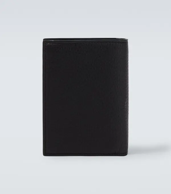 Saint Laurent Tiny Cassandre Leather Wallet - Black