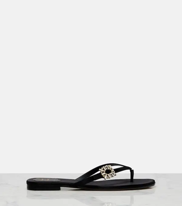 ROGER VIVIER Embellished Satin Thong Sandals