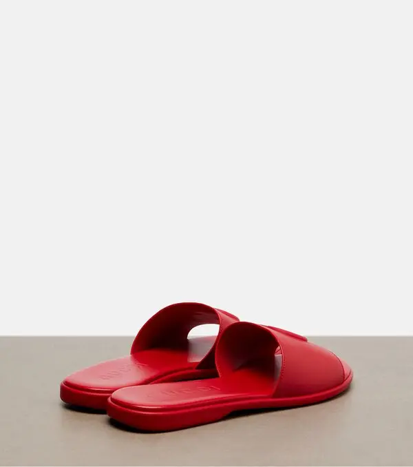 Gucci Double G Leather Slides