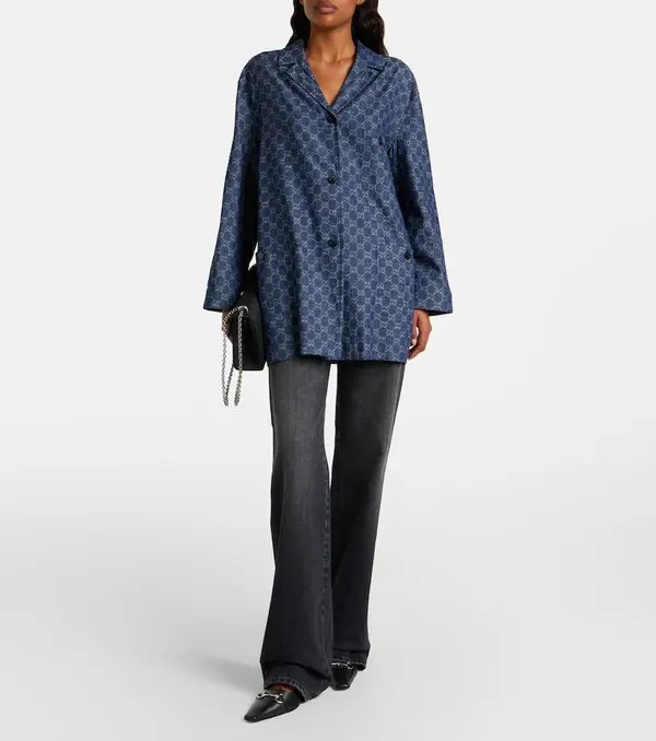 Gucci Gg Jacquard Denim Shirt