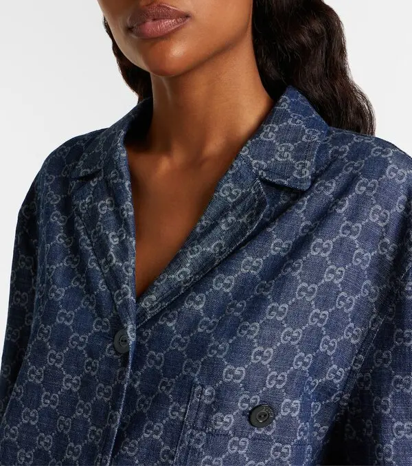 Gucci Gg Jacquard Denim Shirt