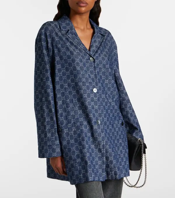Gucci Gg Jacquard Denim Shirt