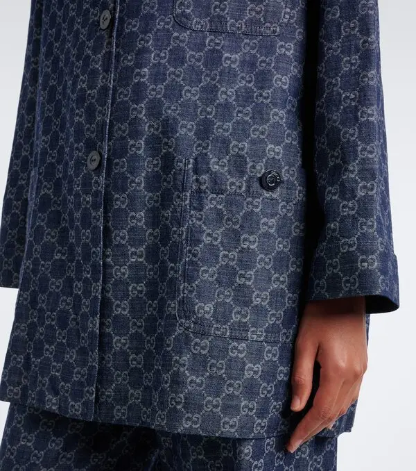 Gucci Gg Jacquard Denim Shirt