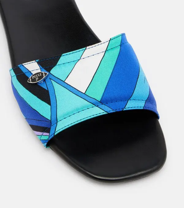 Emilio Pucci Yummy Iride Twill Slides - Blue