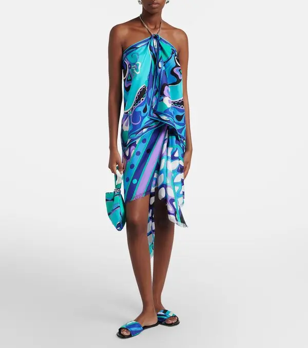 Emilio Pucci Yummy Iride Twill Slides - Blue