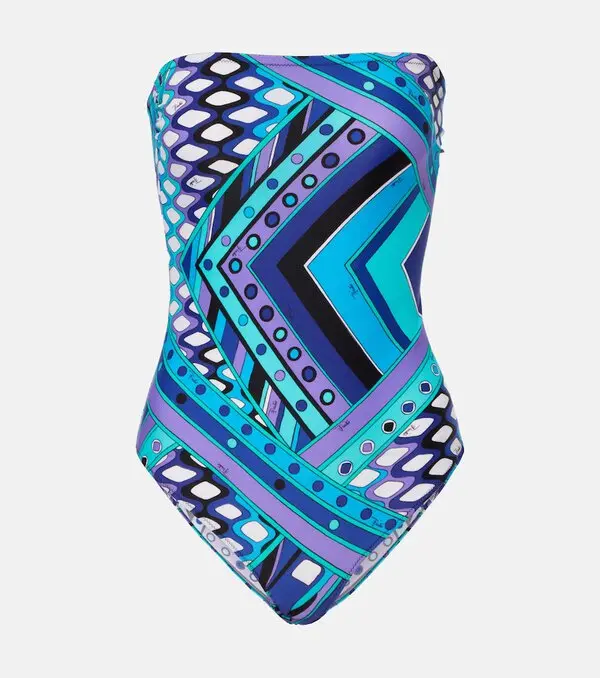 Emilio Pucci Vivara Strapless Swimsuit - Blue