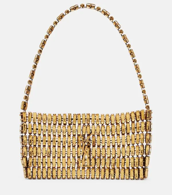 Saint Laurent Evening Embellished Shoulder Bag - Gold