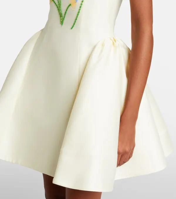 LEO LIN Ariel Embellished Wool And Silk Mini Dress