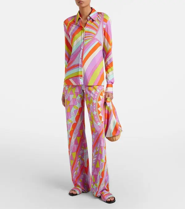 Emilio Pucci Manuba Jersey Satin Wide-leg Pants