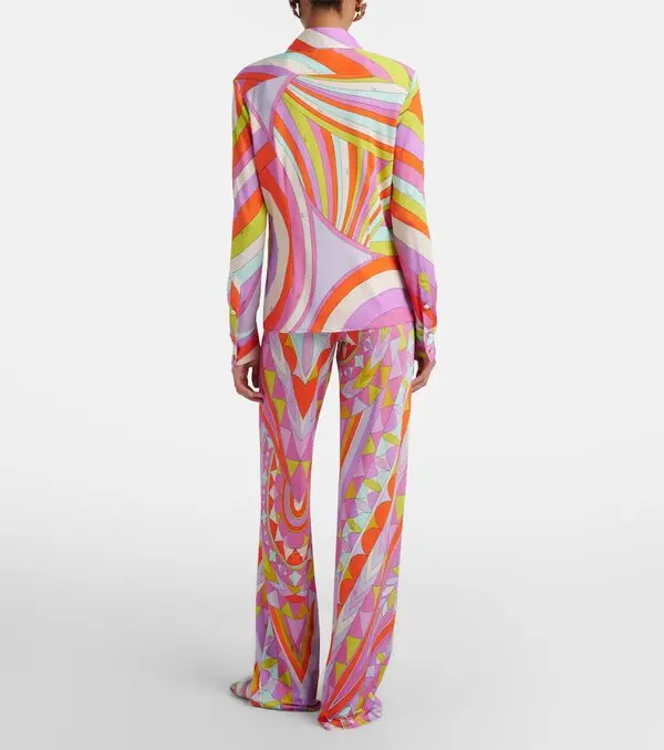 Emilio Pucci Manuba Jersey Satin Wide-leg Pants