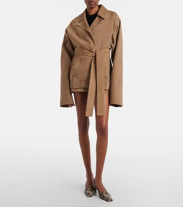 Khaite Jett Suede Miniskirt - Beige