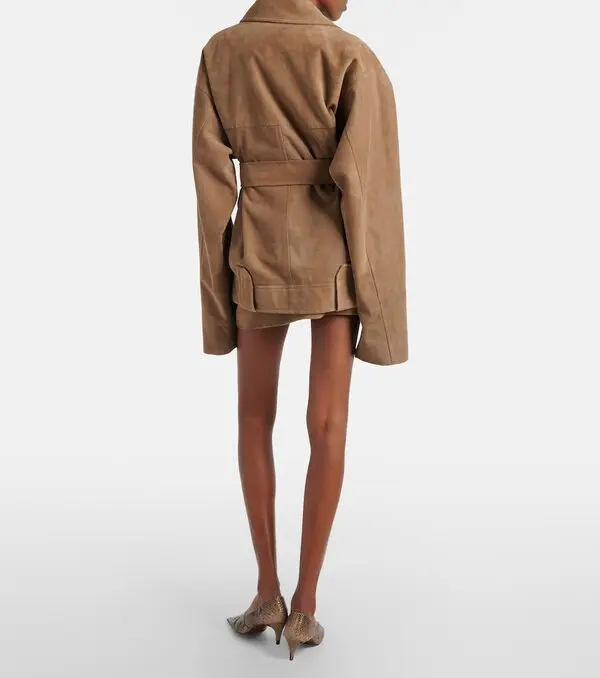 Khaite Jett Suede Miniskirt - Beige