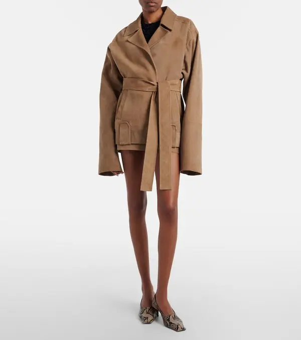 Khaite Jett Suede Miniskirt - Beige